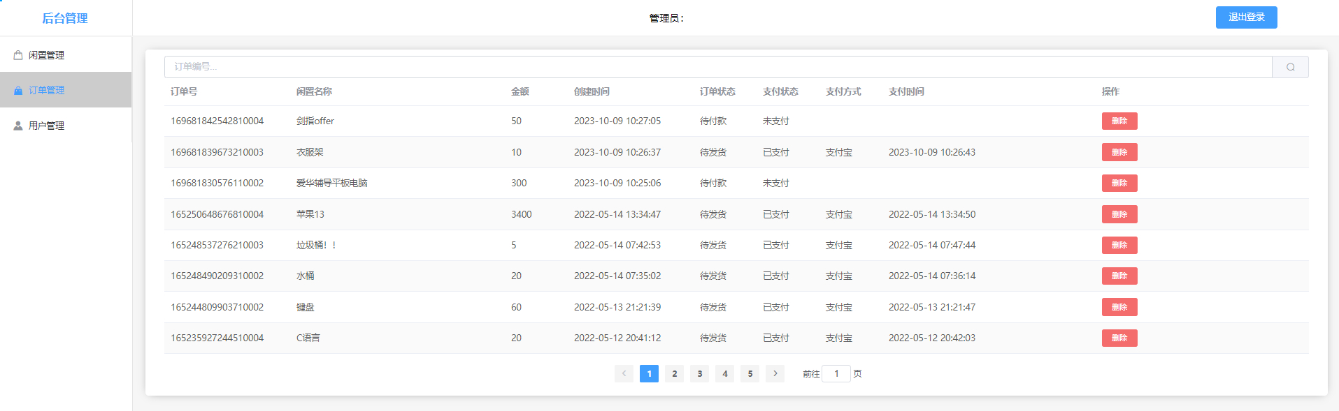 基于vue的校园二手物品交易管理系统 基于vue的校园二手物品交易管理系统拥有两种角色,是前后端分离项目。前端用的vue 管理员:闲置物品管理、订单管理、用户管理 用户:登录注册、购物车