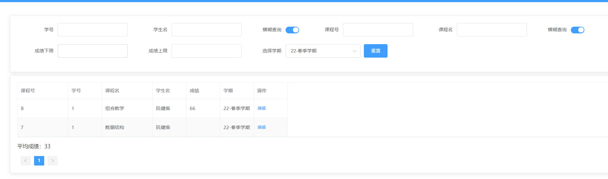 Springbootvue教务选课管理系统 基于springboot和vue的选课管理系统是前后端分离系统 管理员：学生管理、教师管理、成绩管理、课程管理等 学生：选课、退课、查看成绩